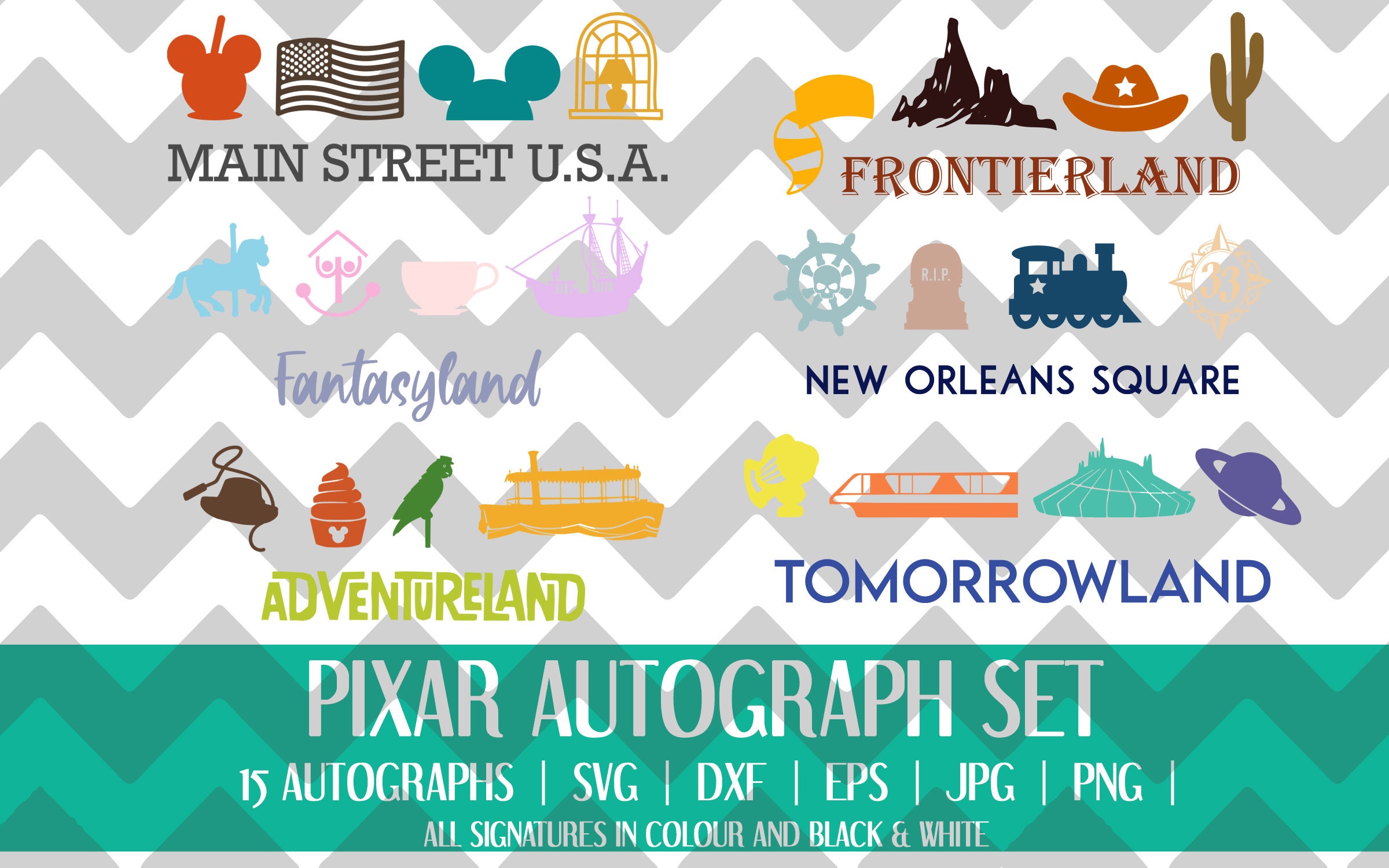 Disneyland Inspired Symbols SVG DXF EPS Adventureland - Etsy Canada