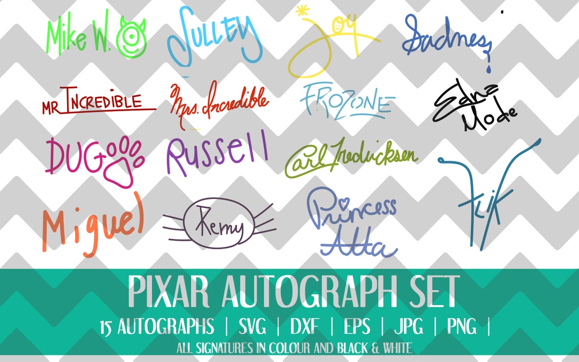 All Character Signatures Autographs SVG DXF EPS | Etsy