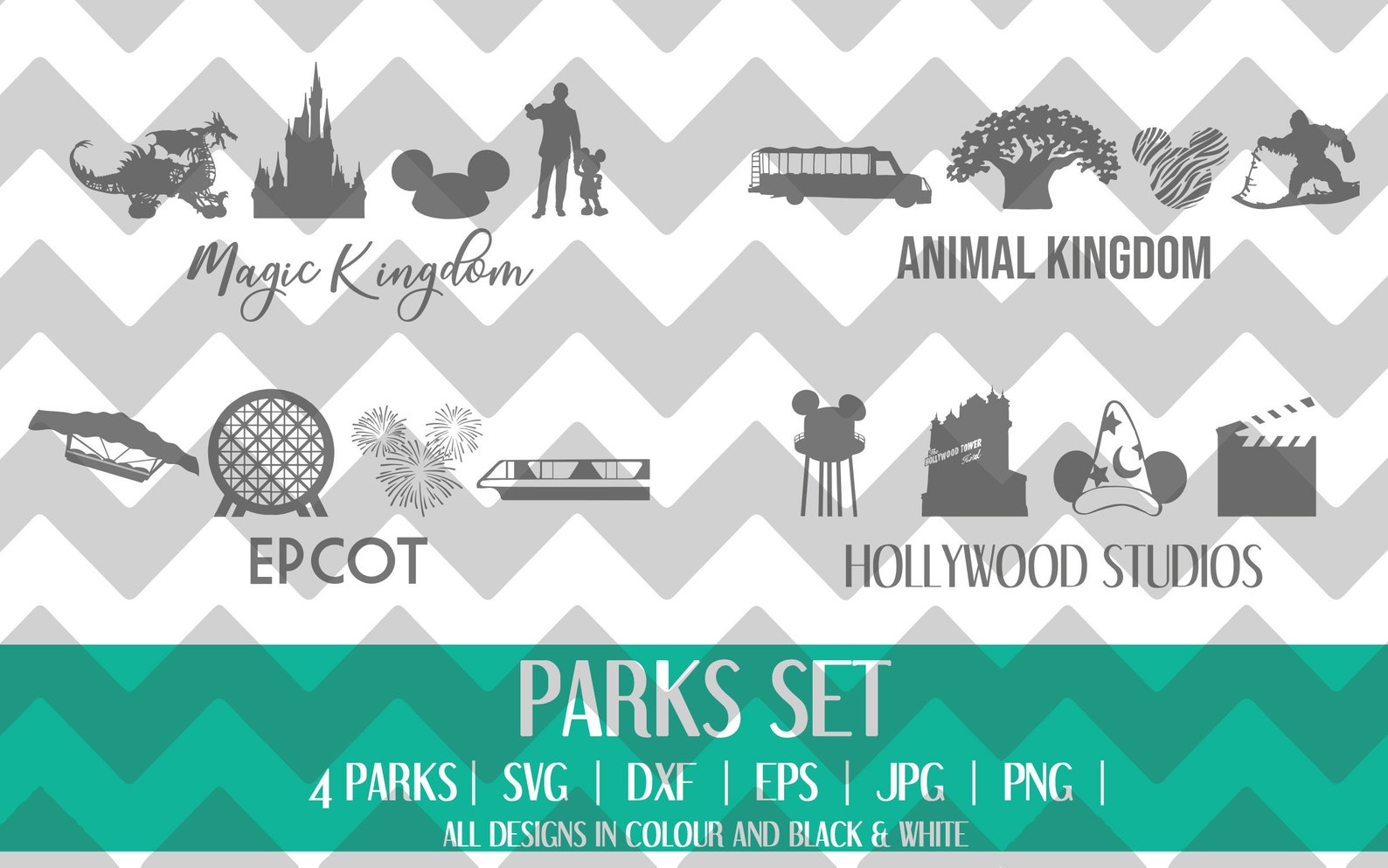 Orlando Parks SVG DXF EPS Magic Kingdom Epcot | Etsy