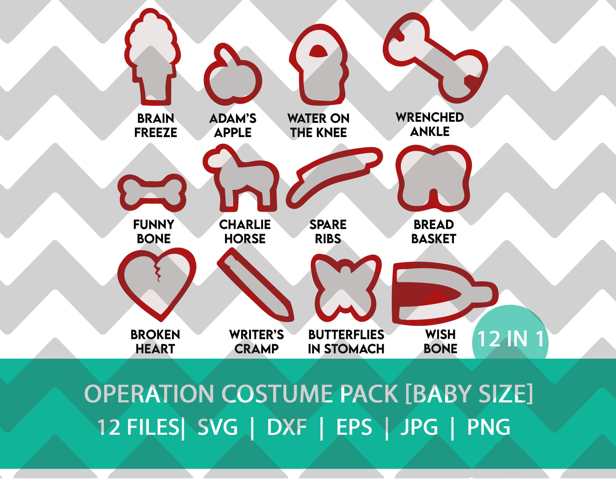Baby Sizes - Operation Costume Pack | SVG | DXF | PNG - Etsy