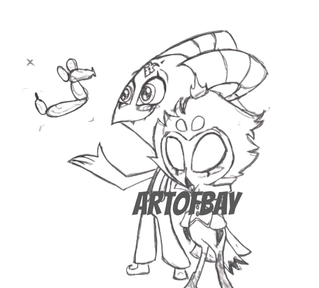 DIGITAL Coloring Page of baby Stolas and Blitzø - Etsy