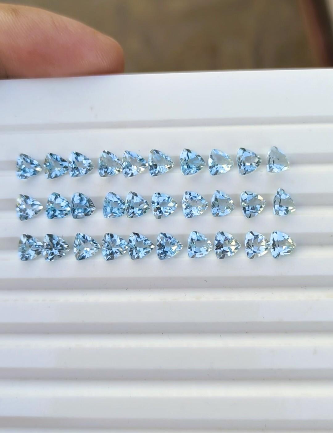 Natural Sky Blue Topaz Faceted Triangle Shape Gemstones 5x5 MM Handmade ...
