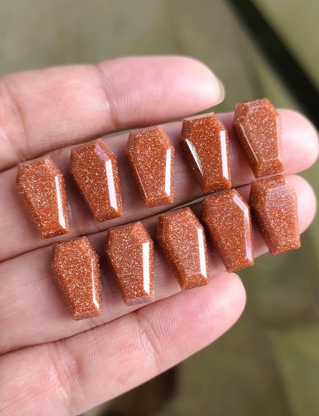 Gold Sand Stone Step Cut Coffin Shape Gemstones 10x16 MM Handmade Loose ...