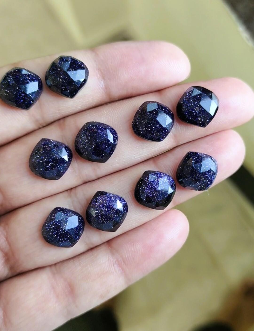 Blue Sand Stone Rose Cut Fancy Shape Gemstones 12x12 MM Handmade Loose ...