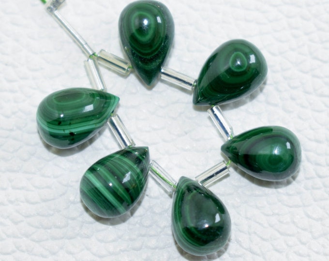 Natural Malachite 8x12 MM Handmade Smooth Plain Drops Shape Briolettes ...