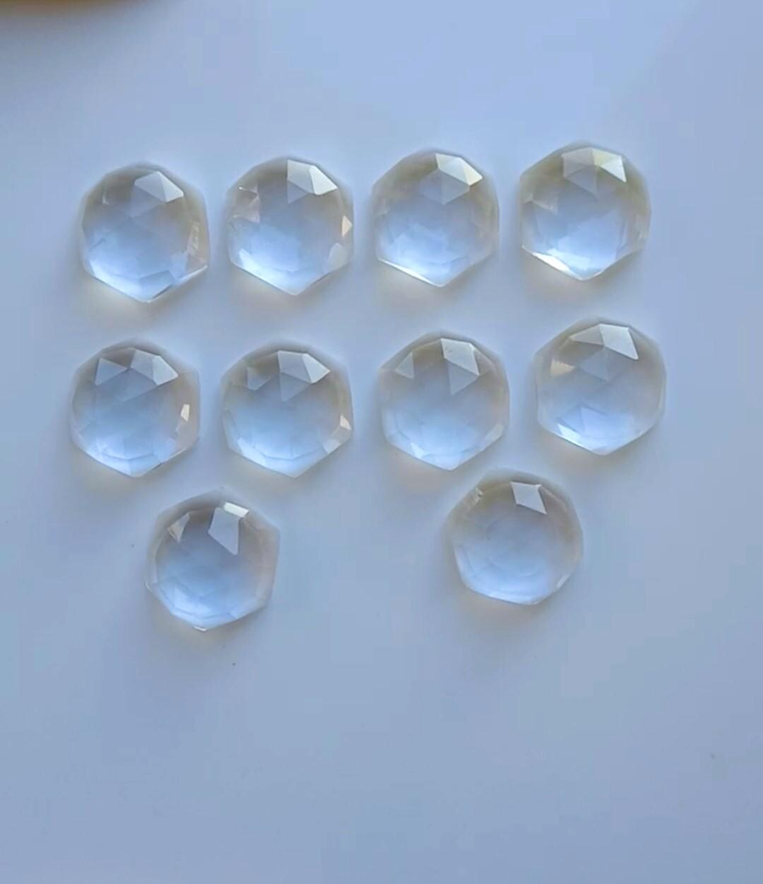 Clear Quartz Rose Cut With Flat Back Hexagon Shape Gemstones 10x10 MM ...