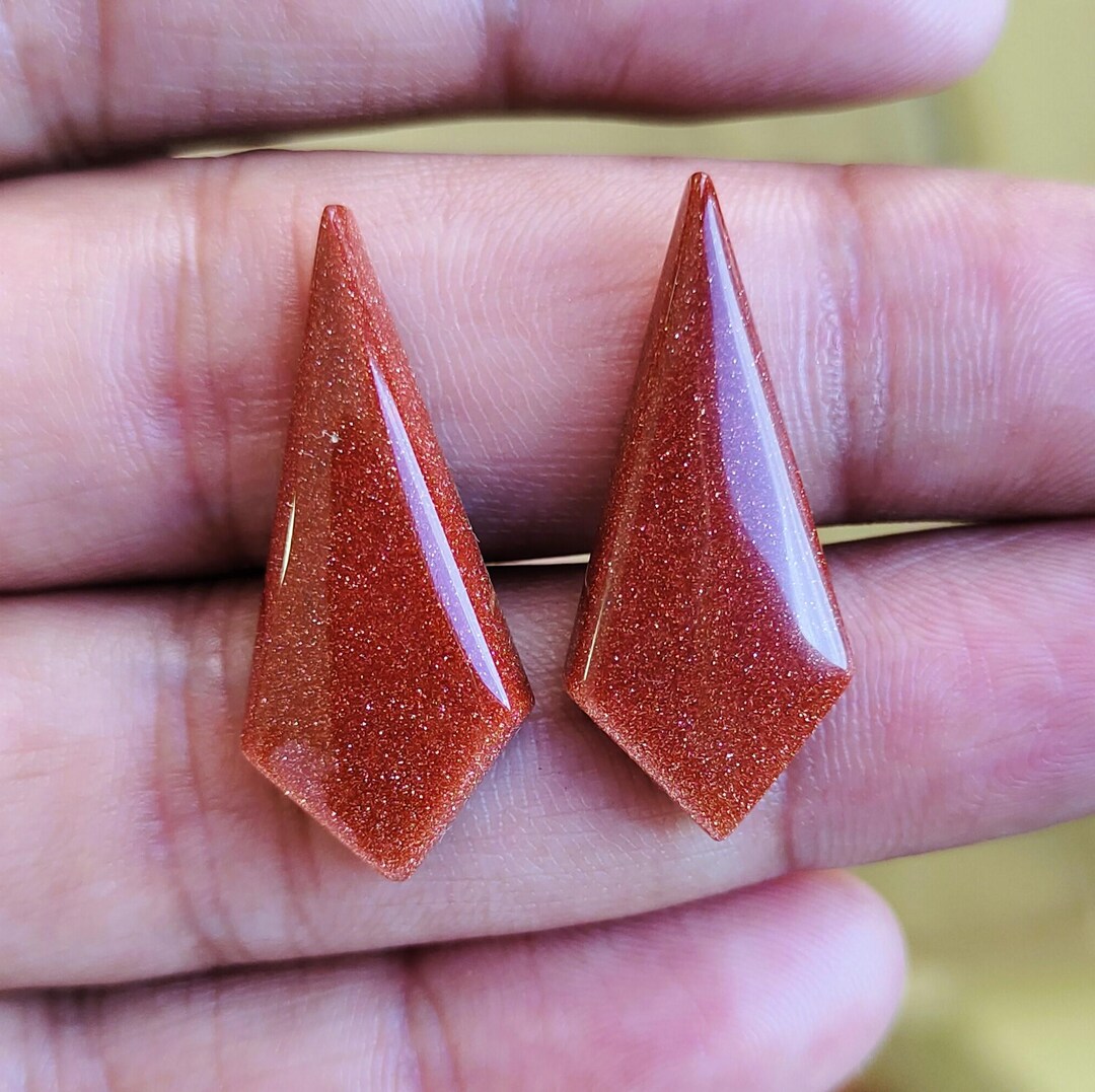 One Matching Pair Golden Sandstone Smooth With Flat Back Fancy Shape ...