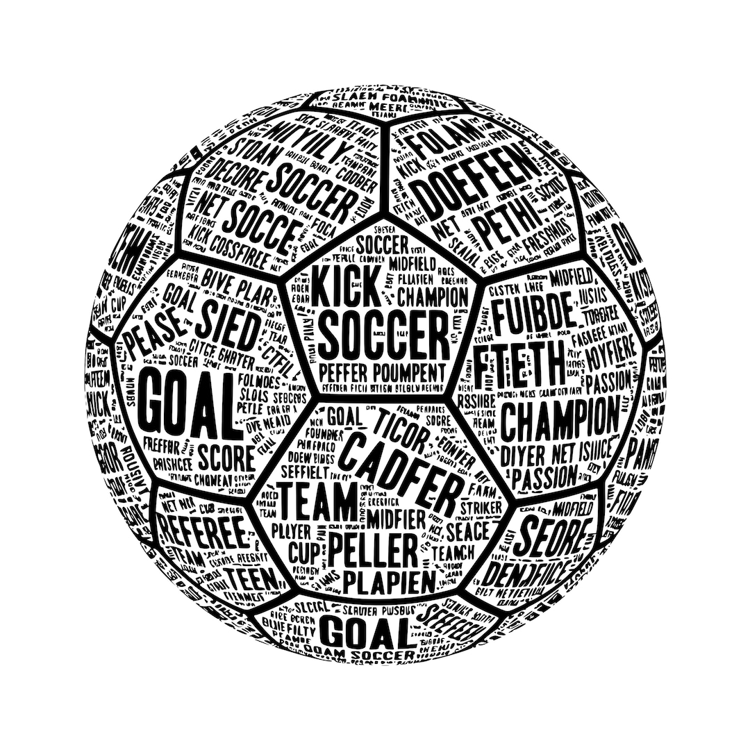 Soccer Ball Word Art SVG, Typography Design (PNG, SVG) - Etsy