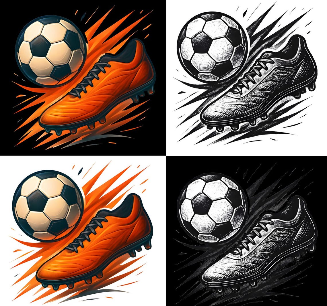 Soccer Ball and Cleats Clipart Bundle – PNG Sports Graphic for T-shirt ...