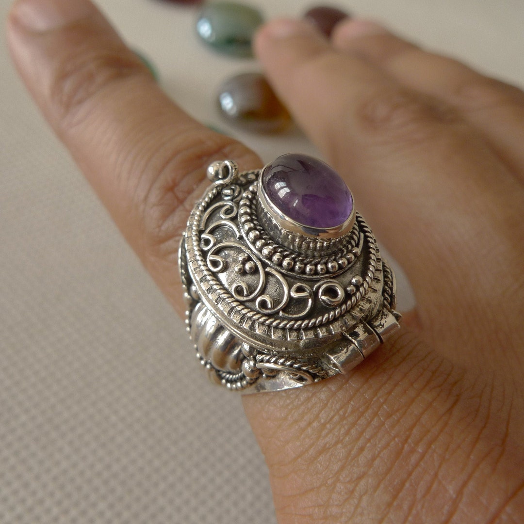 Poison/stash Ring Amethyst UK Size K 1/2 USA Size 5.5 - Etsy UK