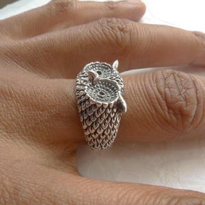 Handcrafted Sterling Silver Owl Ring UK Size S (USA Size 9.25) - Etsy