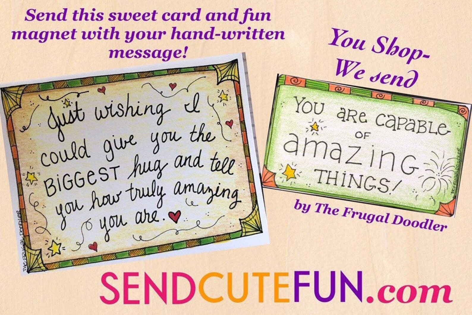 Handwritten Just Because Card With Inspiring Magnet - Etsy