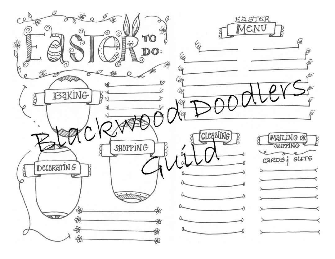 Easter Planning Journal Template – Printable Doodle Planner (digital ...