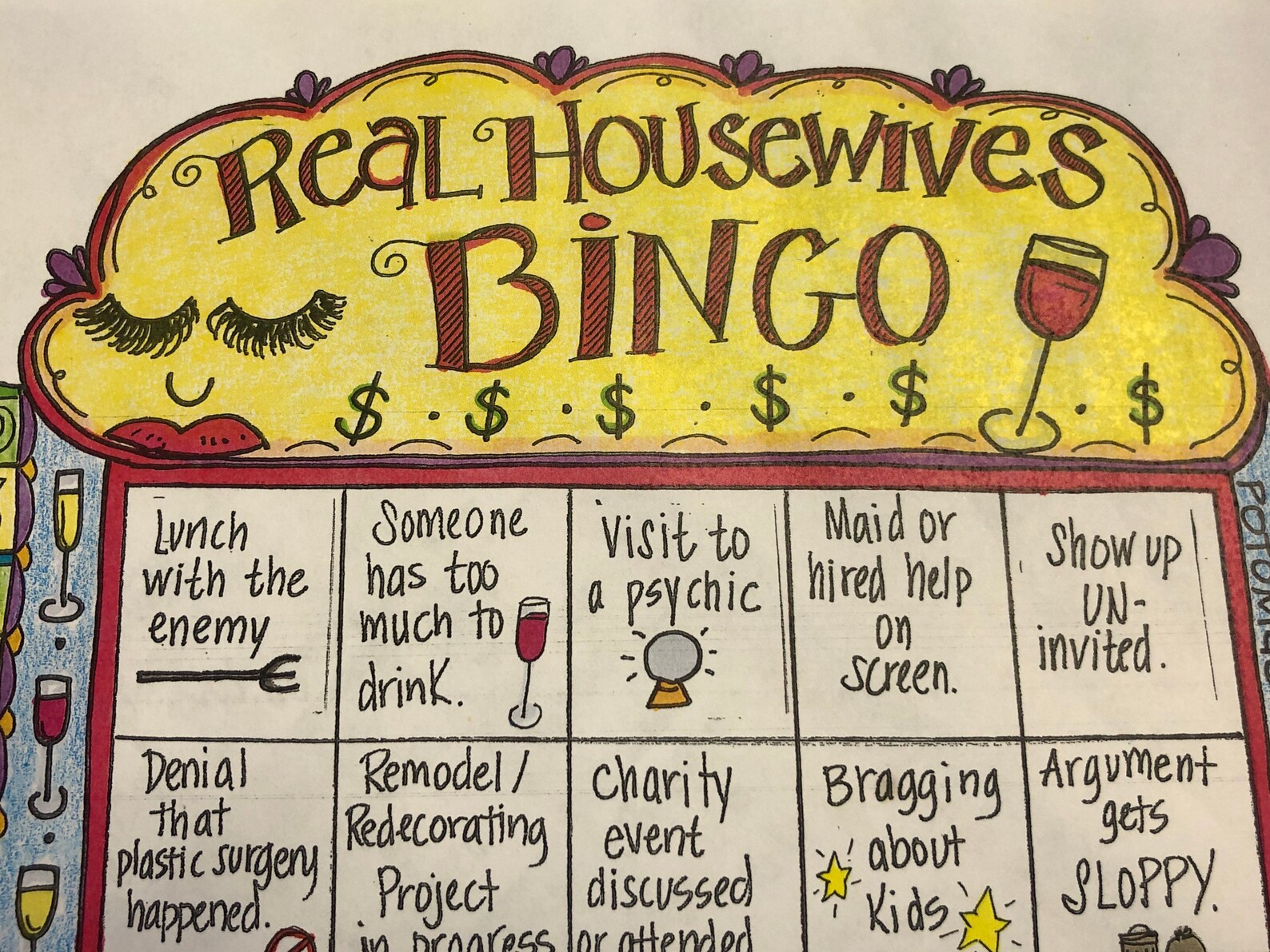 Real Housewives Bingo Game, Set of 6, Large Print - Etsy