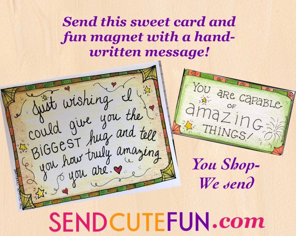 Handwritten Just Because Card With Inspiring Magnet - Etsy