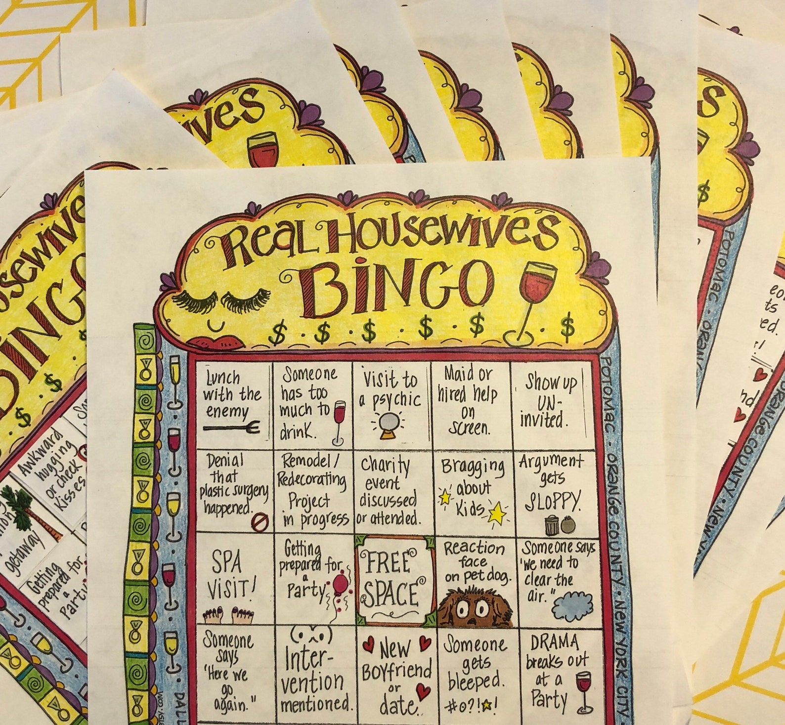 Real Housewives Bingo Game, Set of 6, Large Print - Etsy