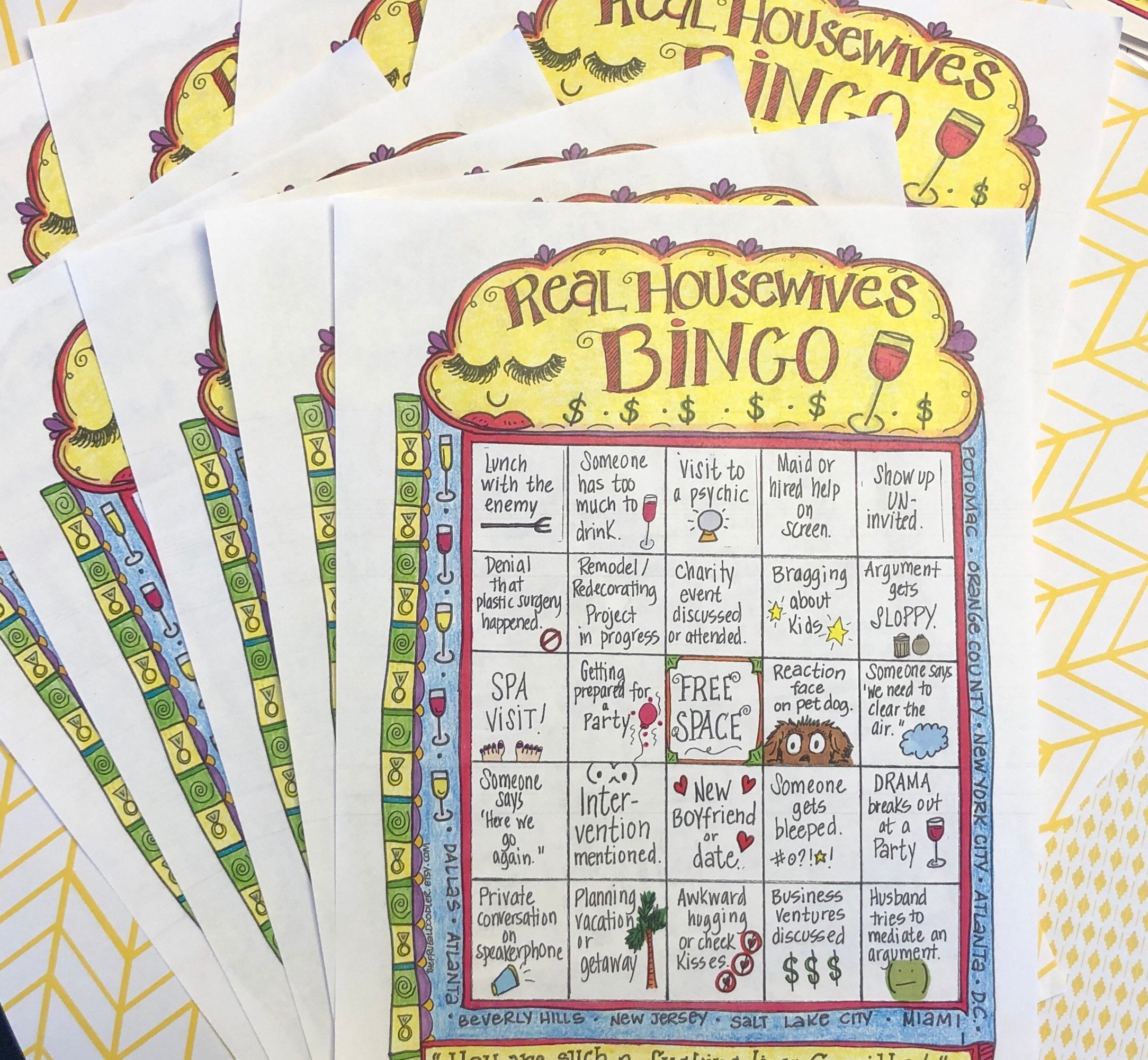 Real Housewives Bingo Game, Set of 6, Large Print - Etsy