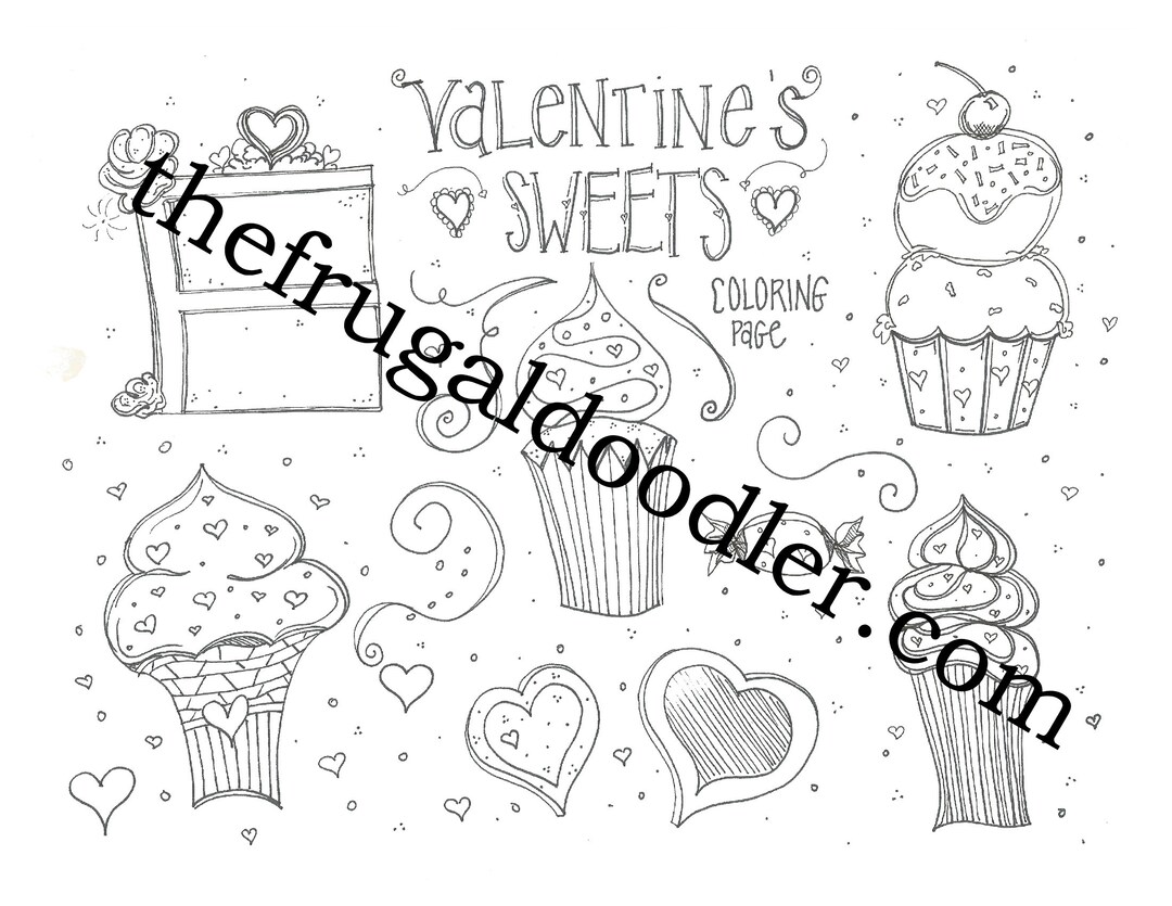 Valentine's Sweets Coloring Page - Holiday Fun! Ready to Print, and ...