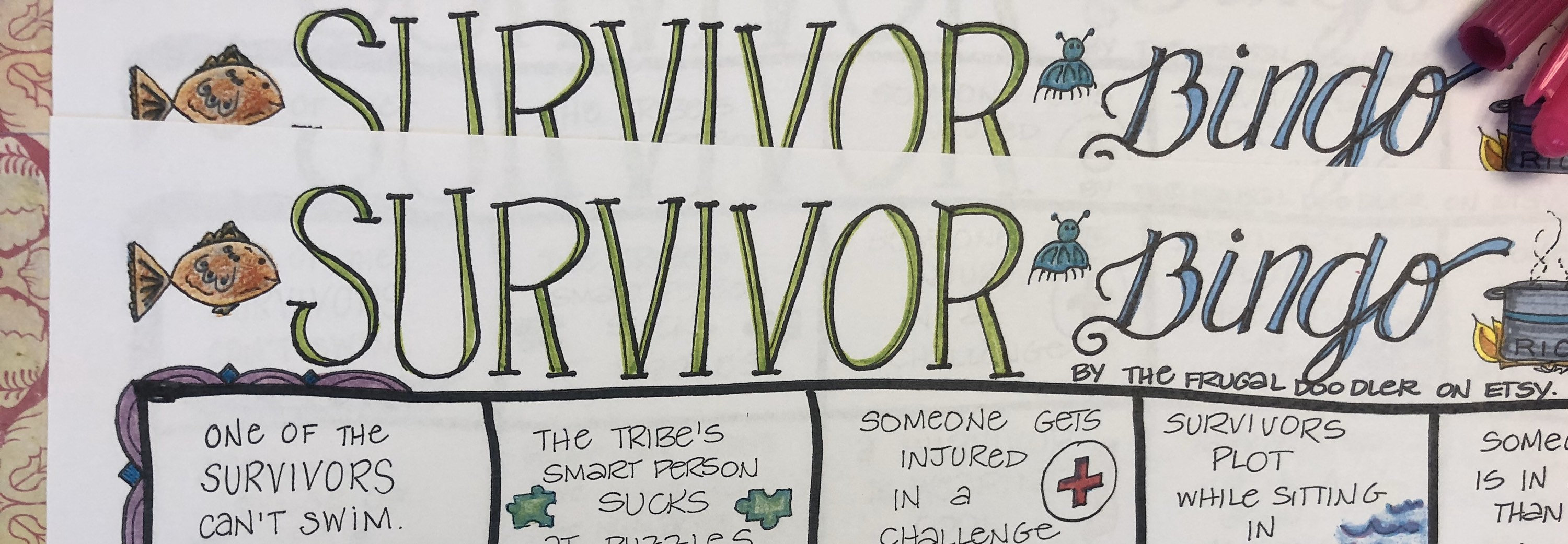 Survivor Bingo Game Set of 10 Different Playing Cards Full | Etsy