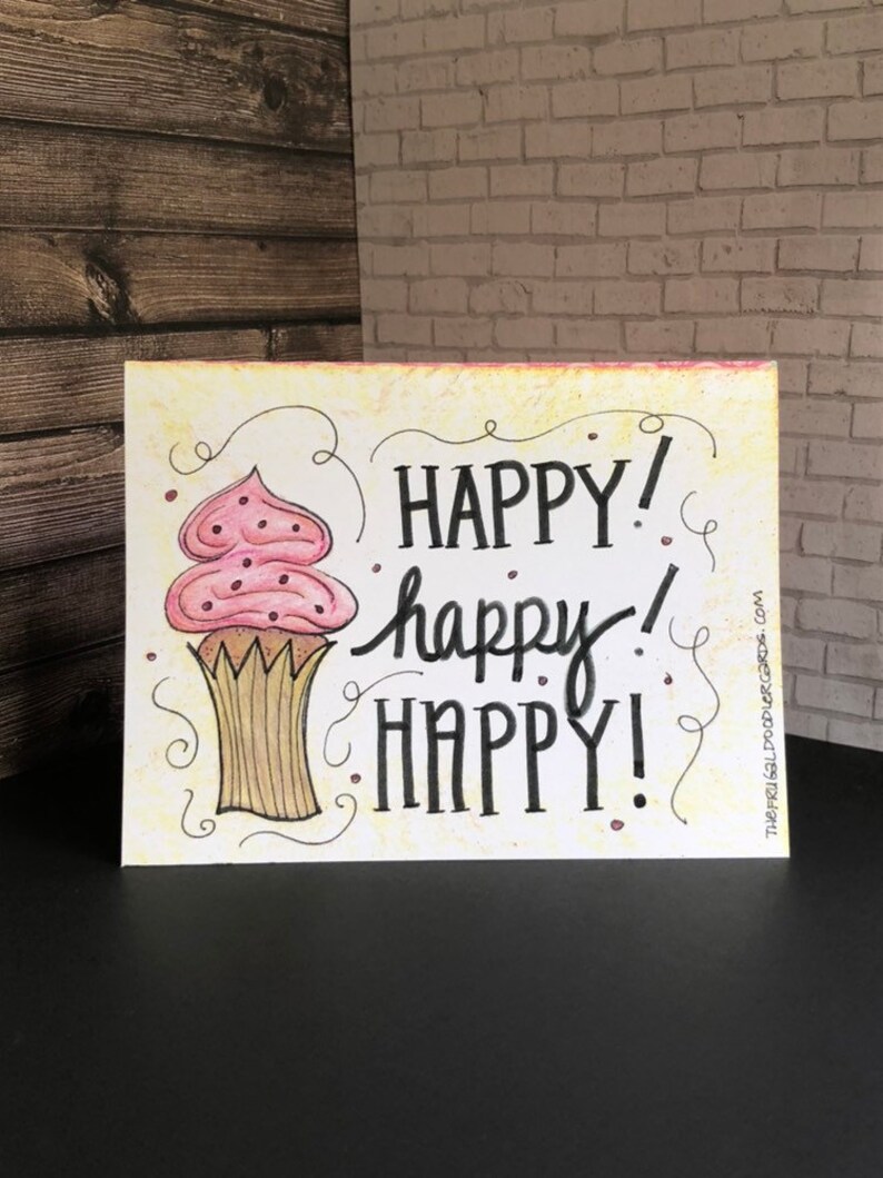 Colorful Happy Birthday Cards – Fun Hand-drawn Set of 4 - Etsy