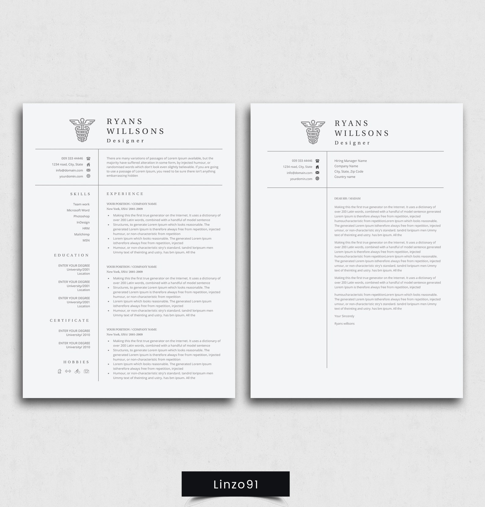 Resume/medical Student Resume / Modern Resume Template cover Letter for ...