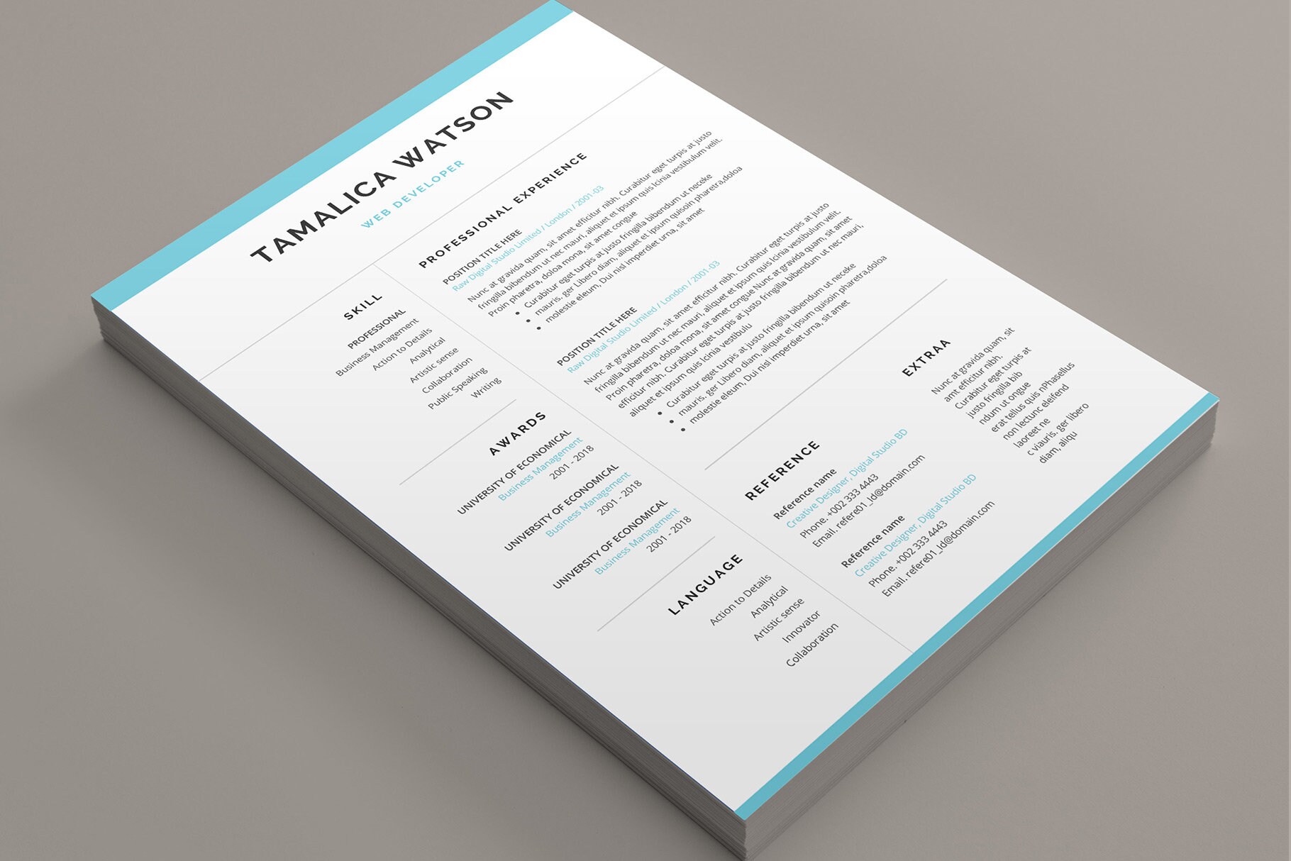 Minimal One Page Resume Template in Word - Etsy