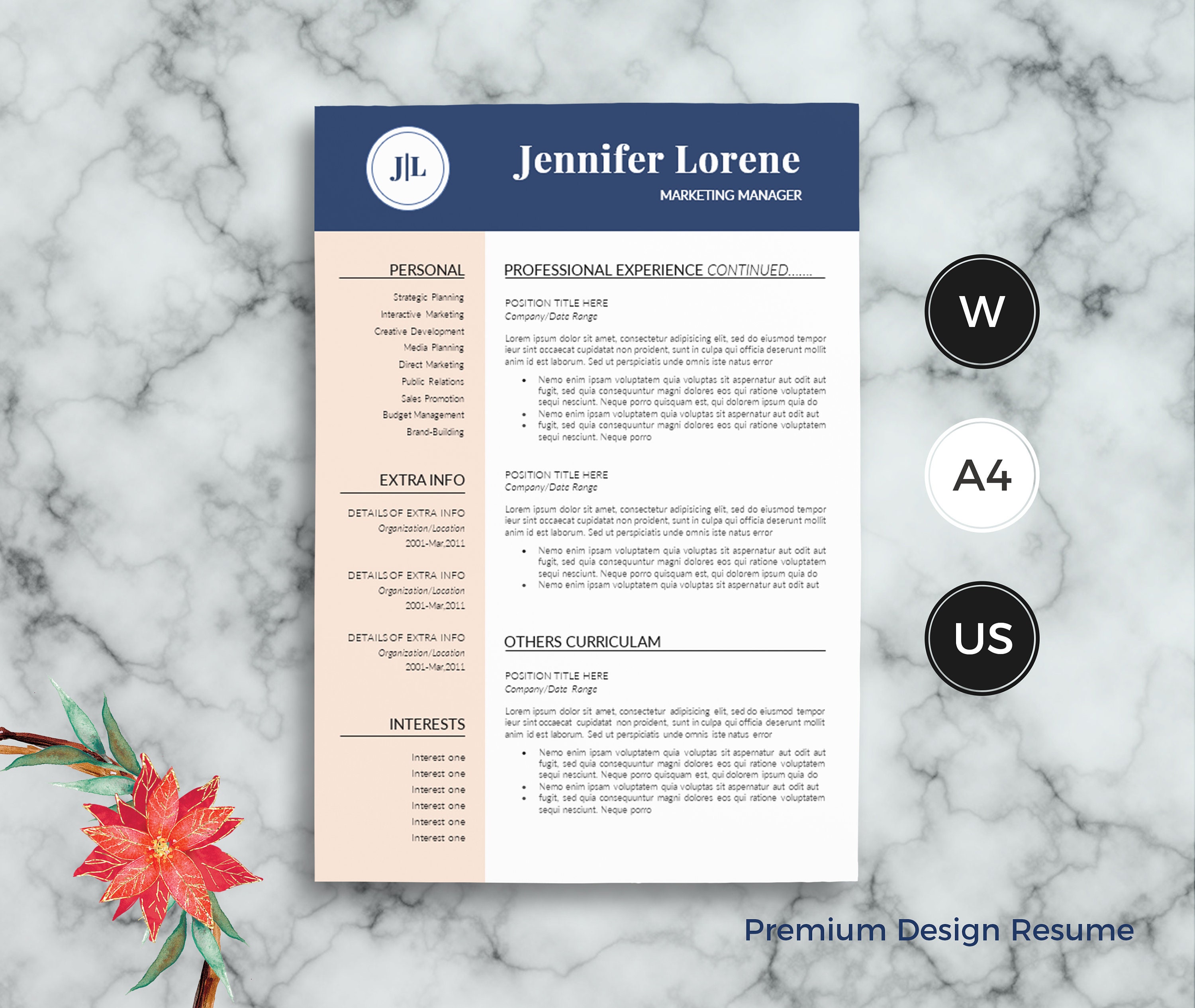 Resume/professional Resume Template Word / Modern Resume - Etsy
