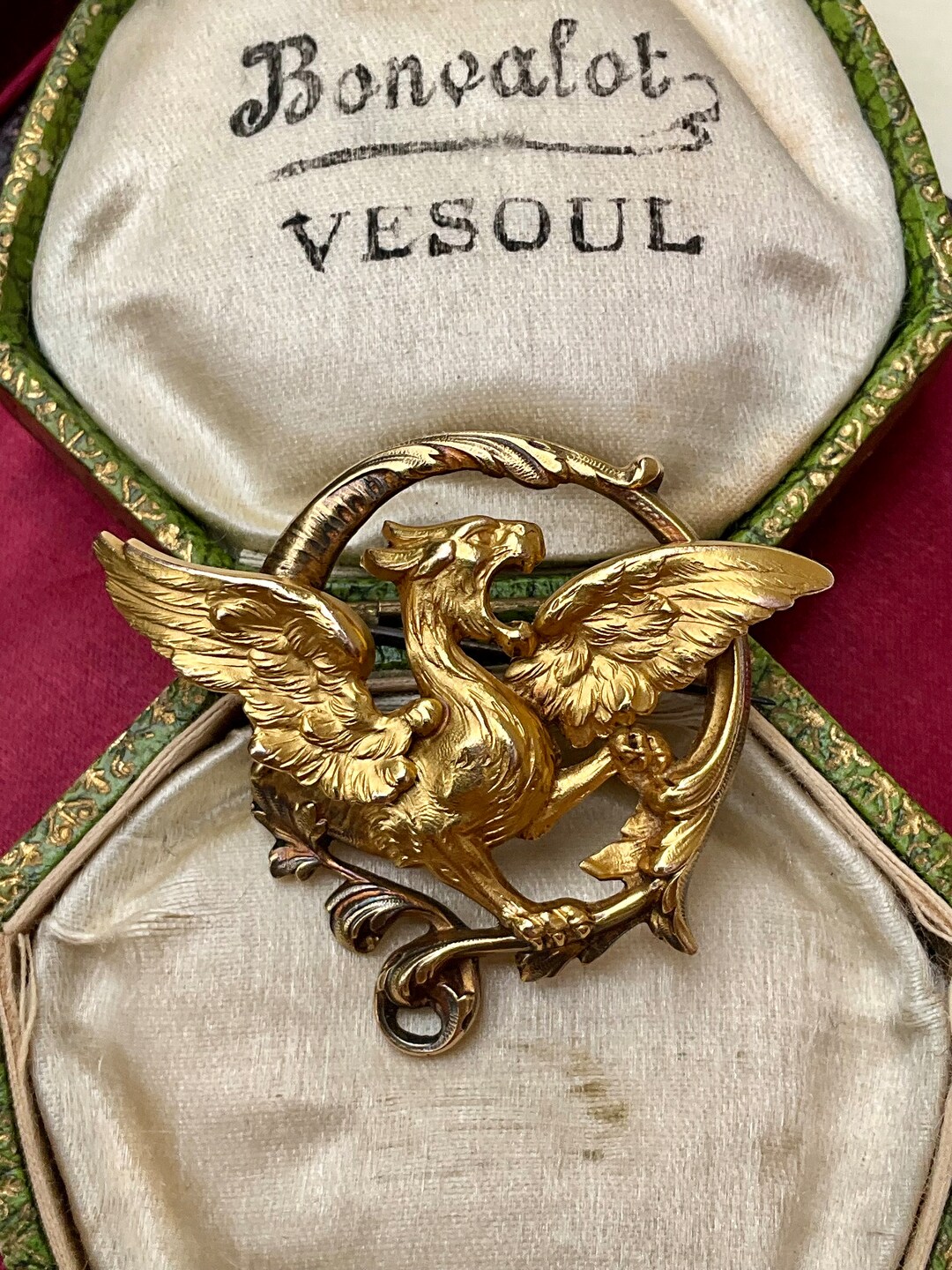 Art Nouveau French Winged Griffin Pin Brooch, Fix 18k Gold Filled - Etsy