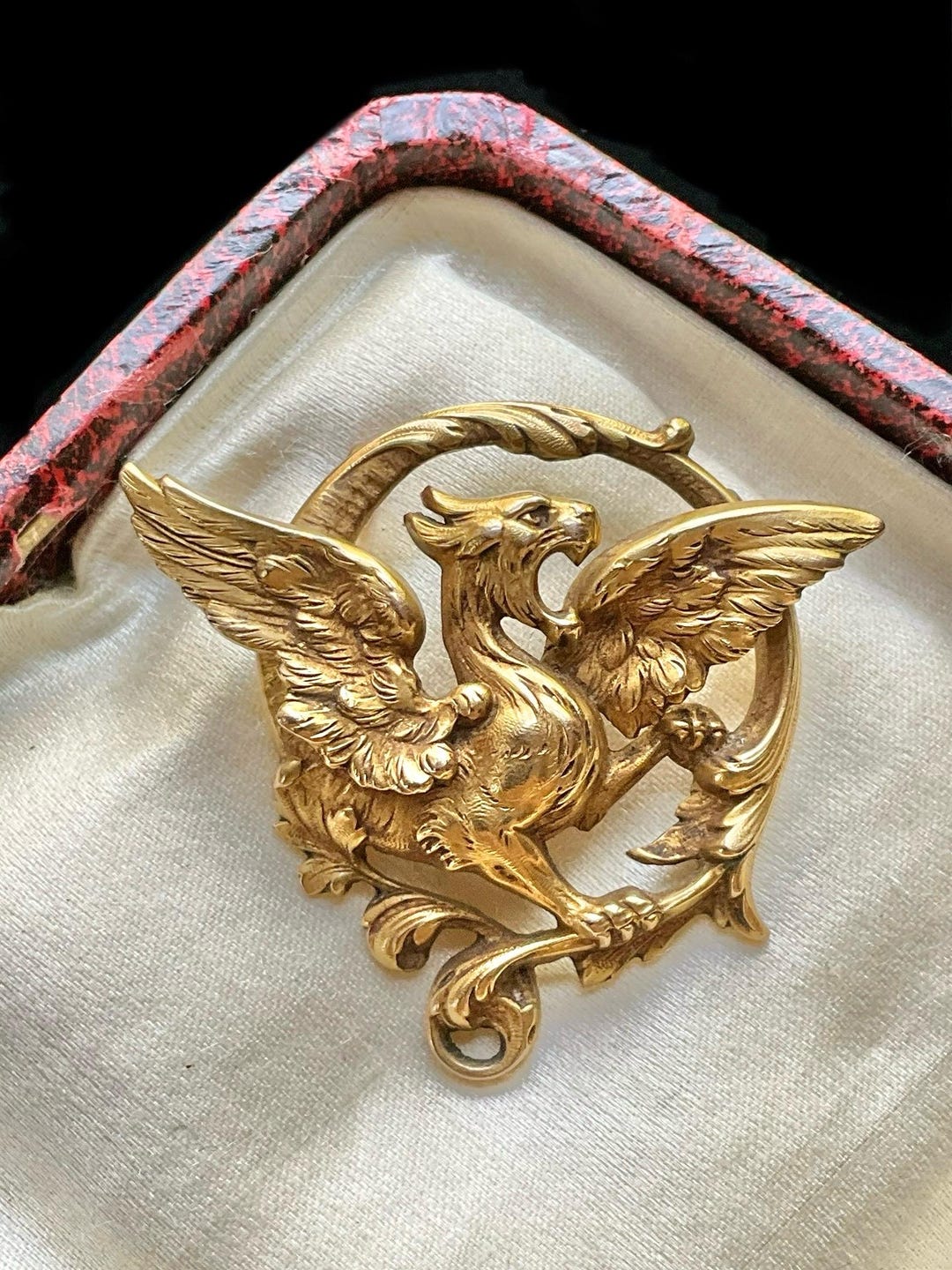 FIX Art Nouveau French Griffin Pendant, Gold-filled Antique Chimera ...