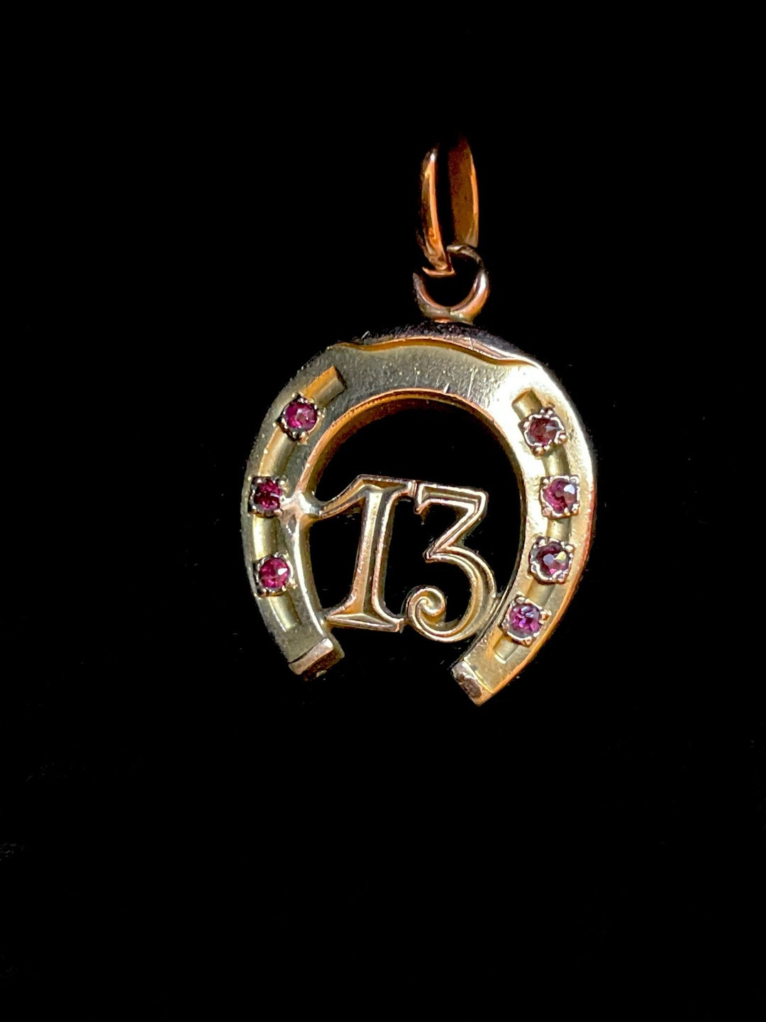 Antique Lucky Number Thirteen Pendant, Horshoe Charm Signed FIX - Etsy