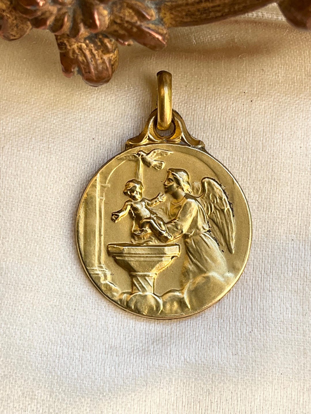 Antique French Baptism Medal, 18k Gold-filled, by Oria of Paris - Etsy