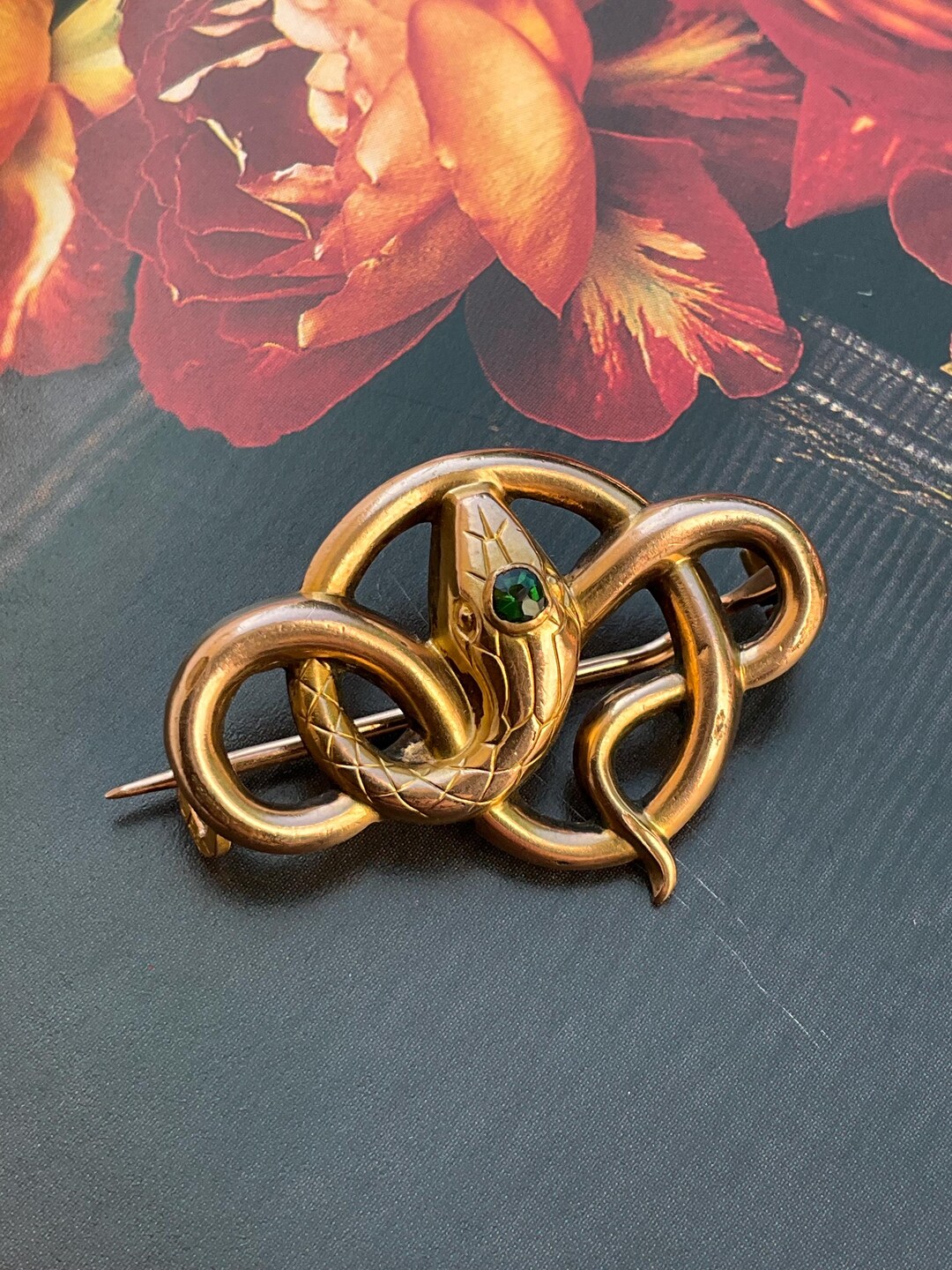 Art Nouveau French Serpent FIX 18k Gold-filled Brooch - Etsy