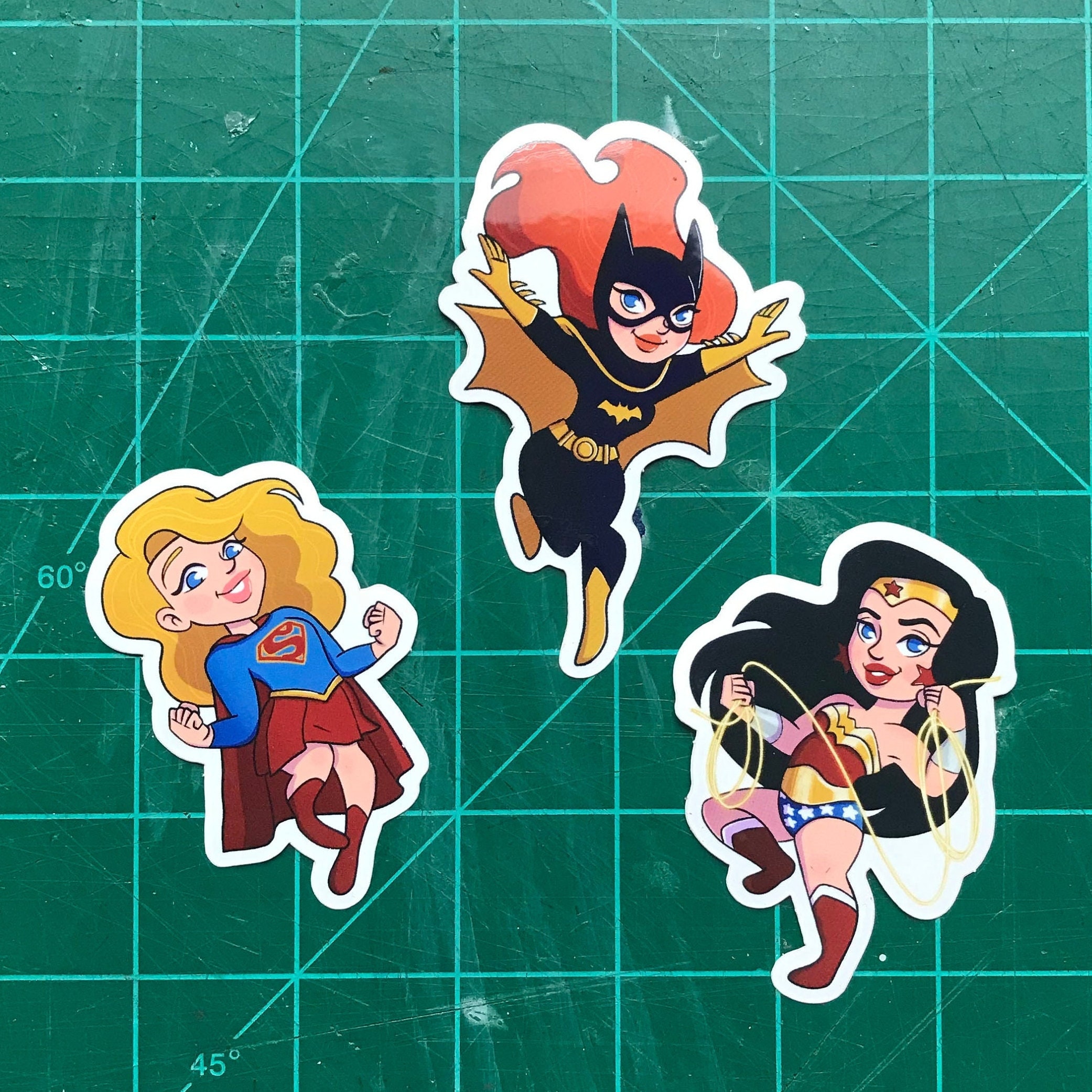 DC Superhero Girls Vinyl Stickers Wonder Woman, Batgirl, Supergirl Cute ...