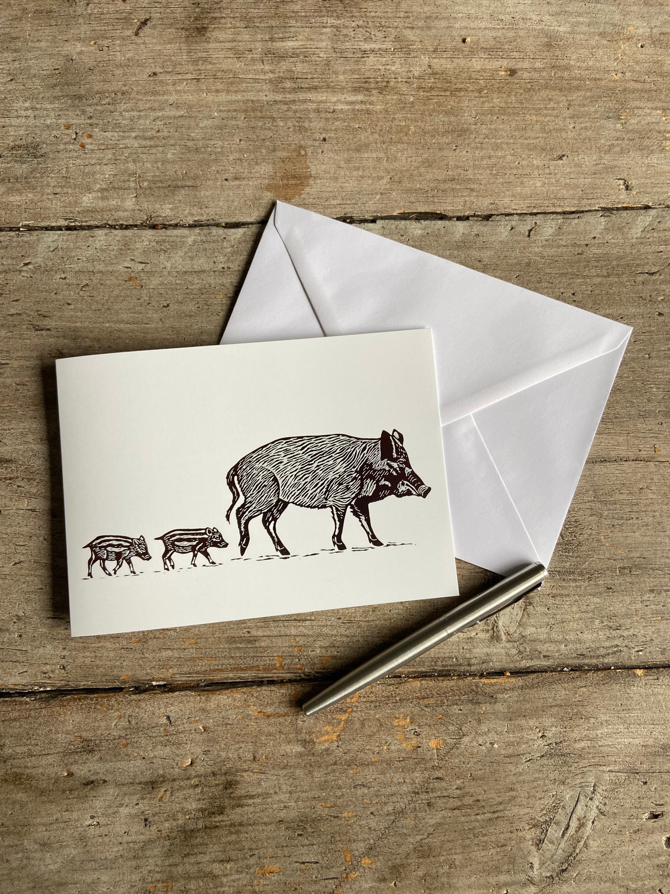Wild Boar Greetings Card Art Card Any Occasional Card Forest of Dean ...