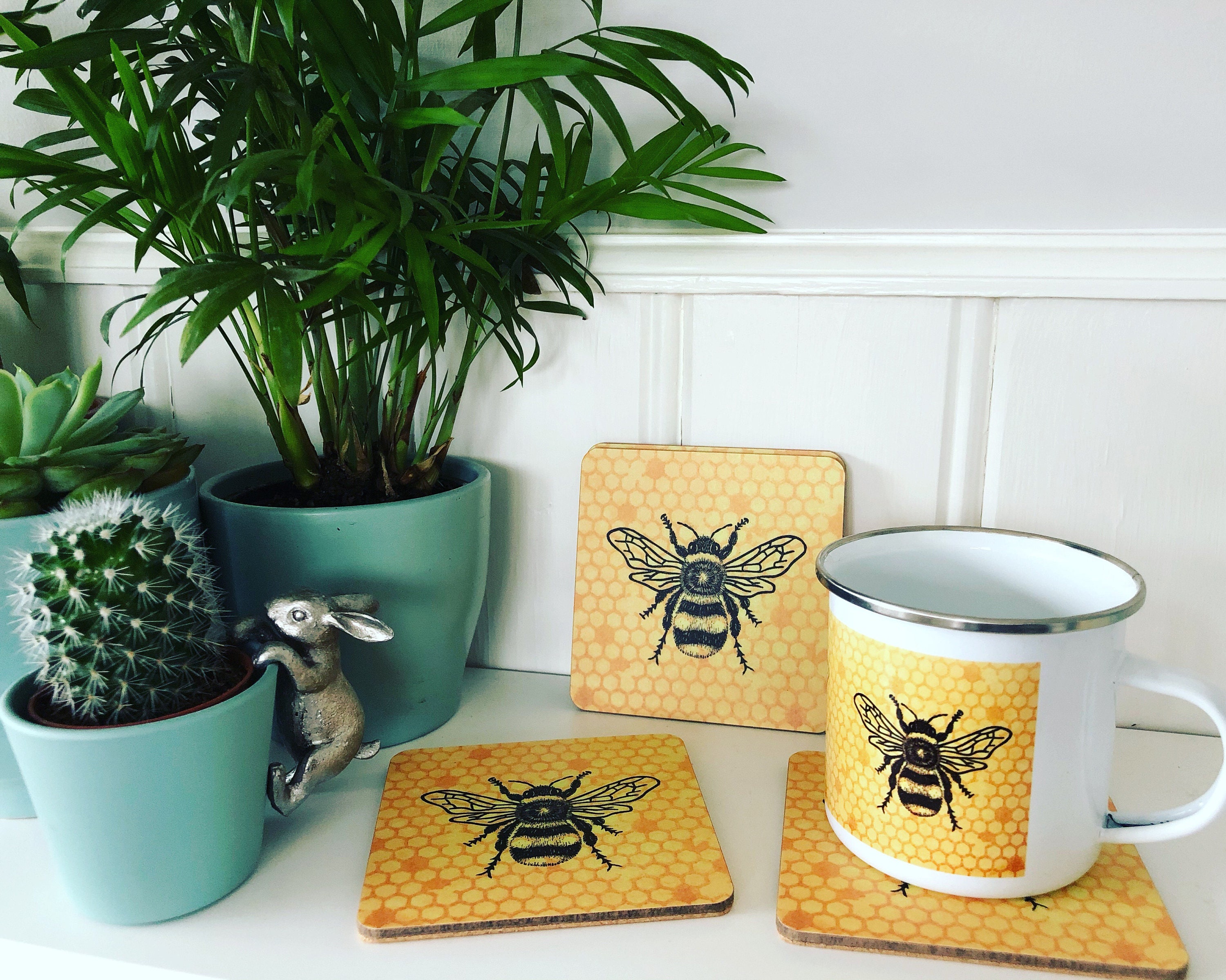 Set of 4 Art Coasters Bee Coasters Drinks Mats - Etsy