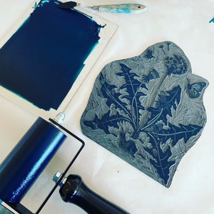 Dandelion | Original Handprinted Linocut | Lino Print | Fine Art | Lion ...