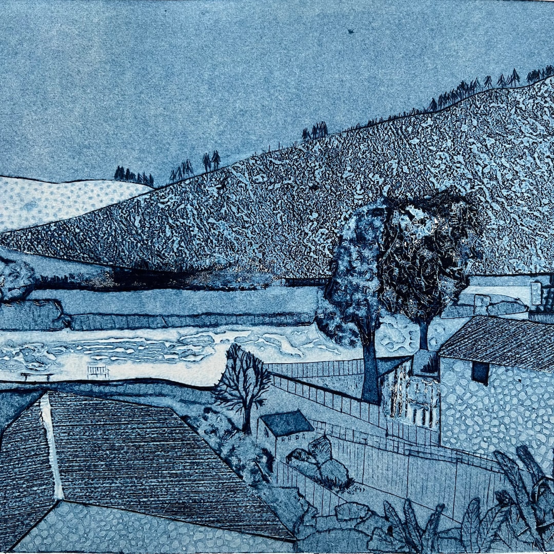 SECOND Collagraph Landscape Print Original Handprinted Collagraph Super ...