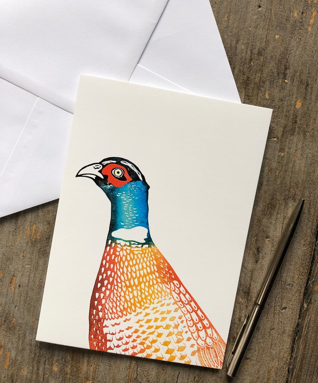 Linocut Pheasant Greetings Card | Art Card - Etsy