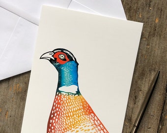 Original Handprinted Pheasant Linocut - Etsy