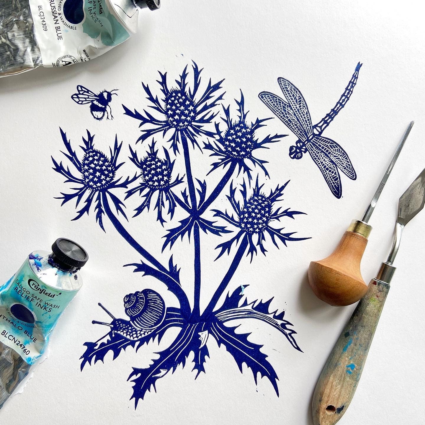 Original Handprinted Linocut Lino Print Fine Art Sea - Etsy UK