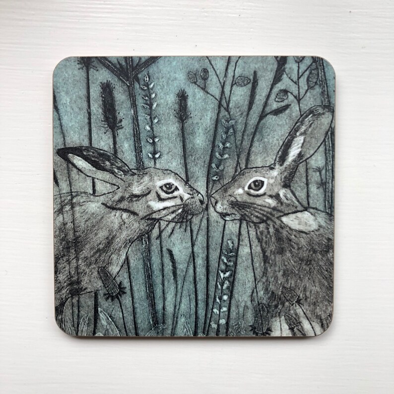 Art Coasters Hare Coasters Drinks Mats Hare Print | Etsy