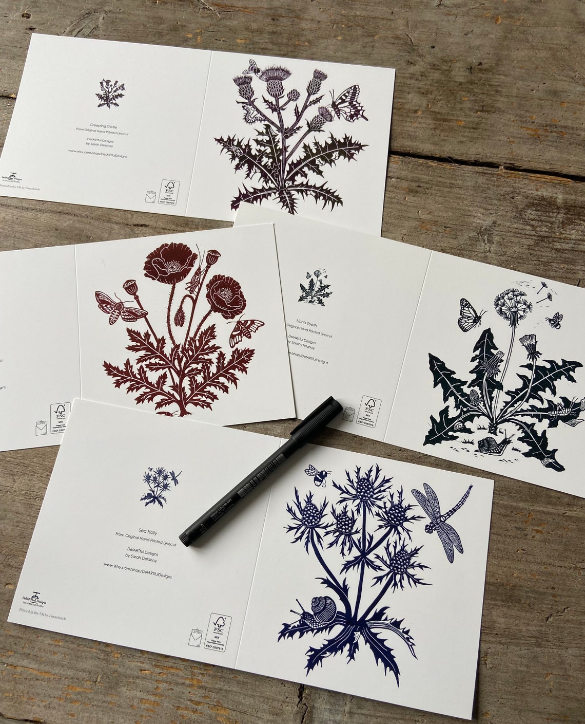 Set of 4 Botanical Cards | Greetings Card | Art Card | Wild Flower ...