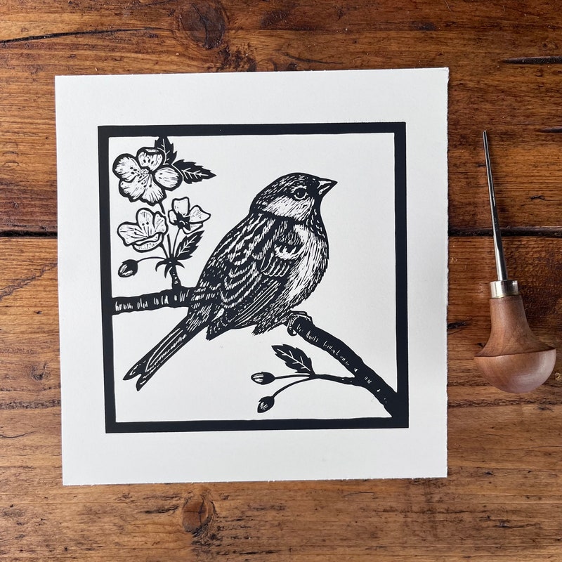 Bird Linocut - Etsy