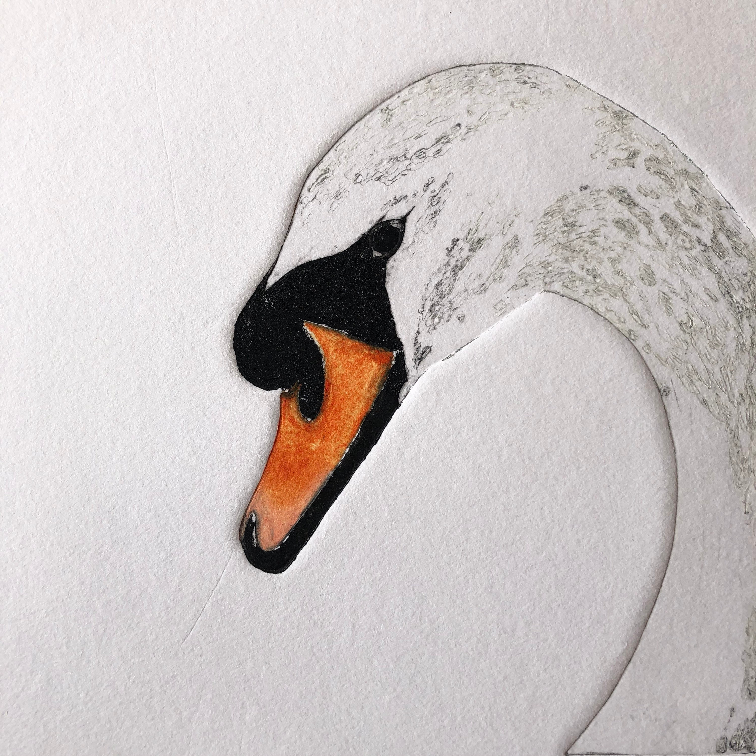 Original Handprint Swan Collagraph - Etsy