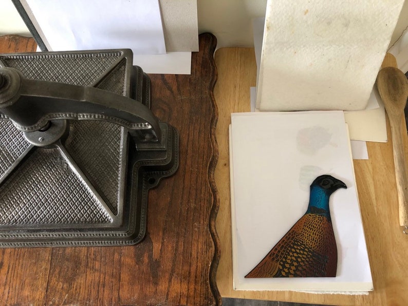 Original Handprinted Pheasant Linocut - Etsy