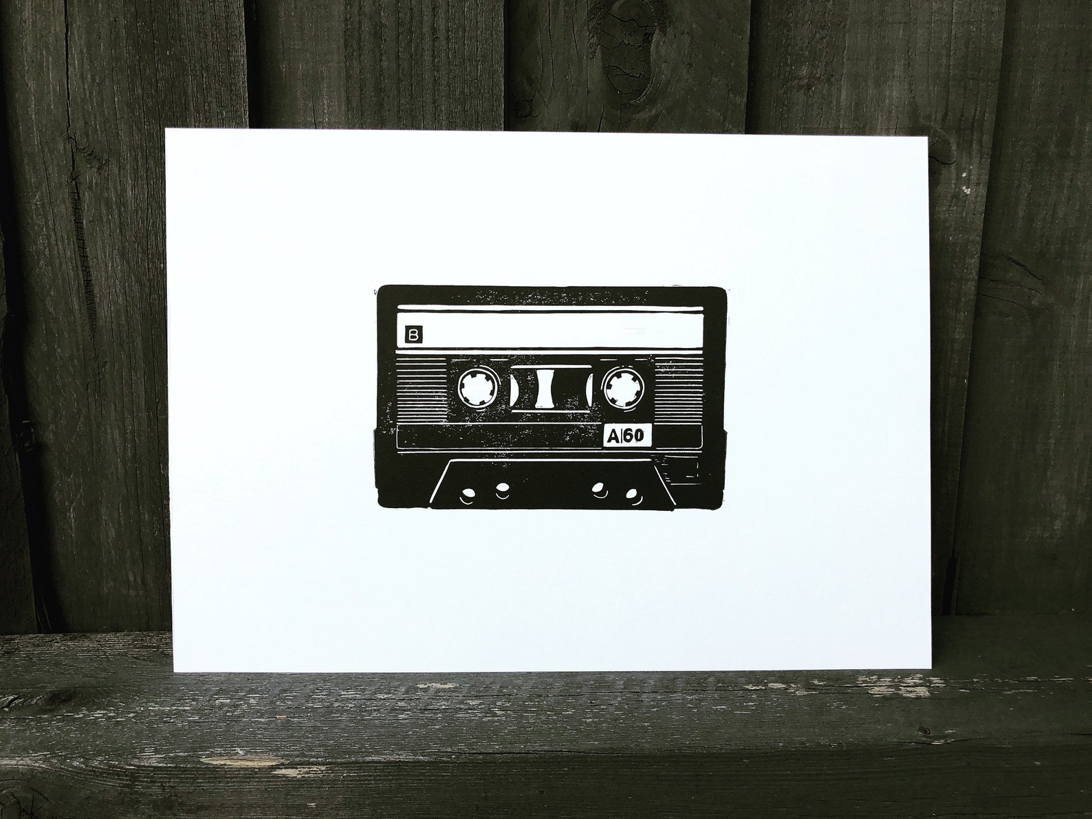 Original Handprinted Linocut Print Cassette Tape Mixtape - Etsy