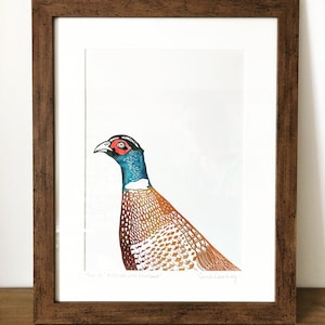 Original Handprinted Pheasant Linocut - Etsy