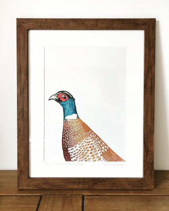 Original Handprinted Pheasant Linocut - Etsy