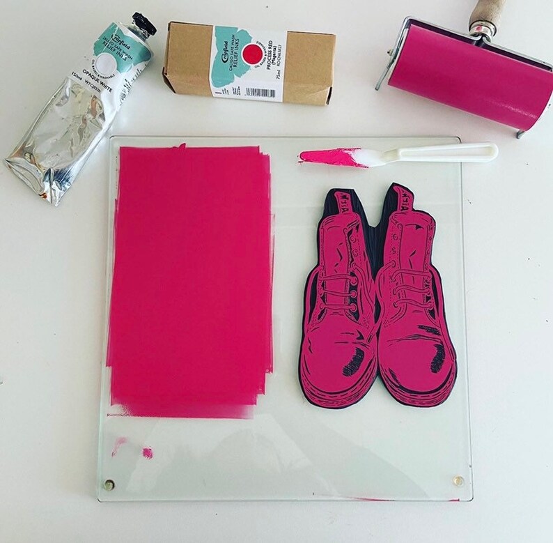 Original Handprinted Linocut Print Docs Dr Martens | Etsy