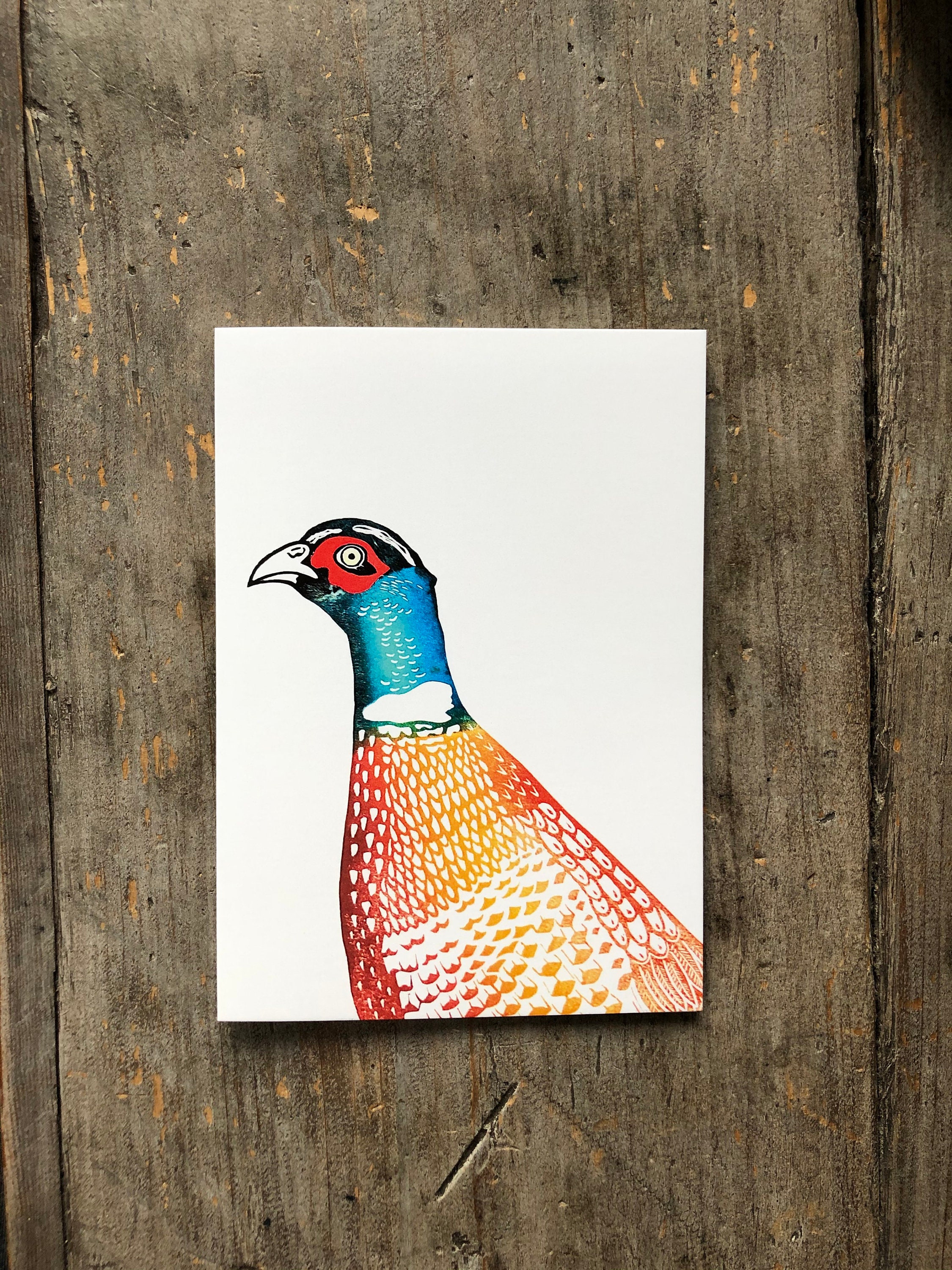 Linocut Pheasant Greetings Card | Art Card - Etsy